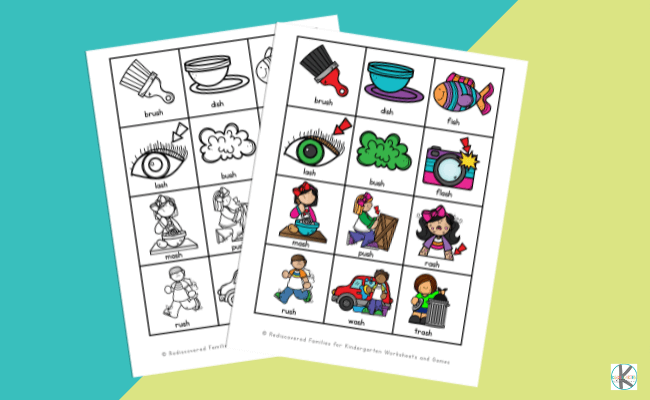 Words that End in SH: Free Printable Worksheets for Kindergarten