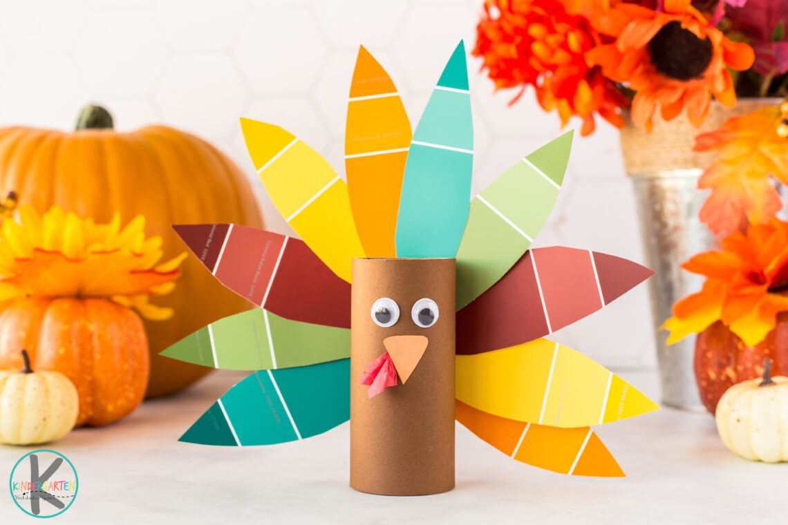 🦃 Cute Paint Swatch Toilet Paper Roll Turkey Craft for Thanksgiving