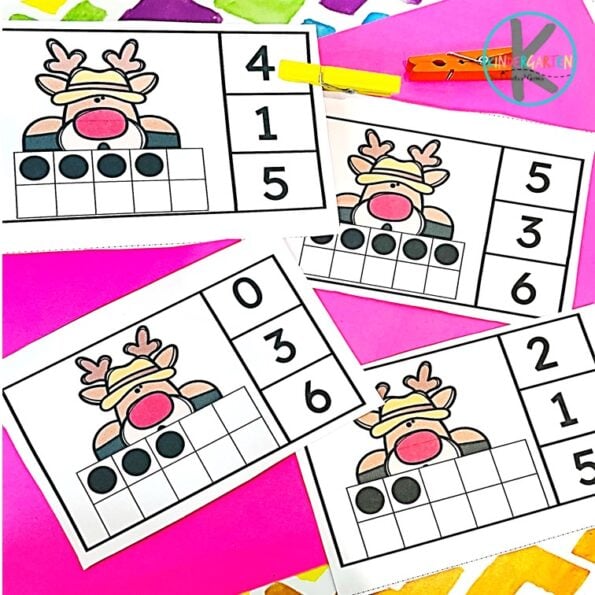 Rudolph Ten Frame Clip Cards - Christmas Math for Kindergarten