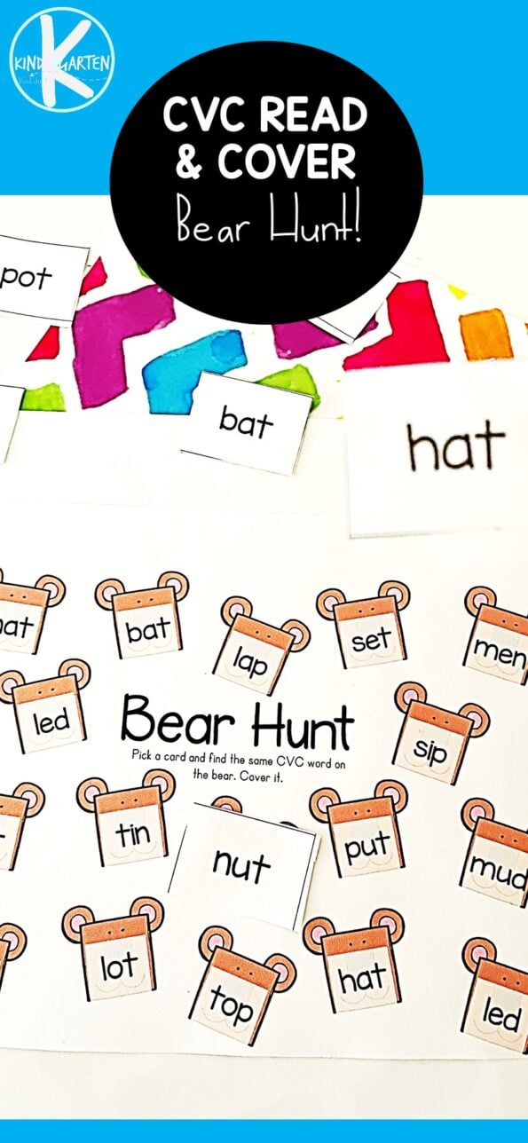 🐻 FREE Printable CVC Words for Kindergarten Bear Hunt Game