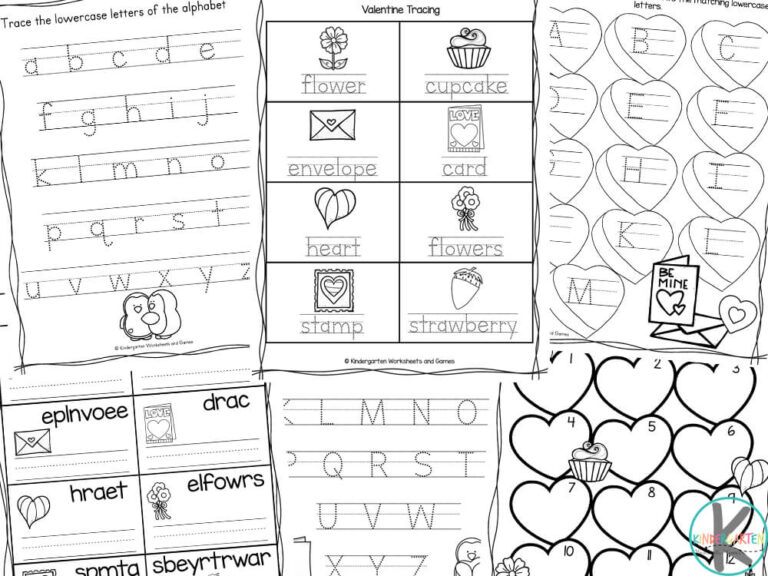 💕 FREE Valentines Day Math Worksheets for Kindergarten