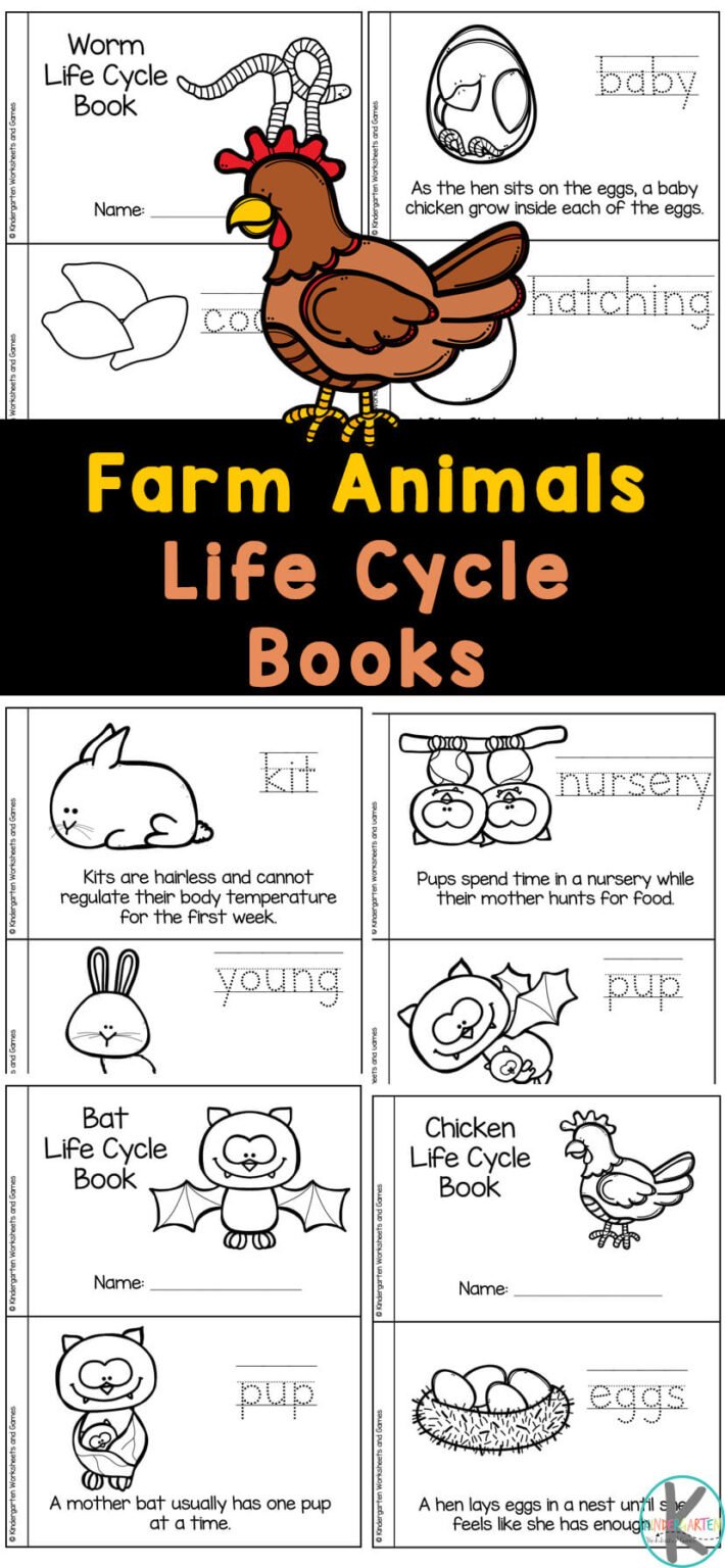 🐰🦇🐔 FREE Farm Animal Life Cycles Printable Readers for Kids