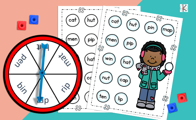 FREE Printable Winter Rhyming Bump Game for Kindergarten