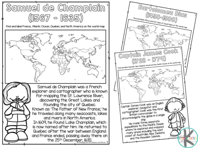 🧭 FREE Printable Famous Early Explorers Coloring Pages