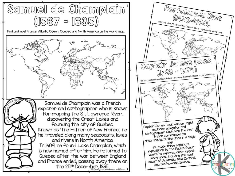 🧭 FREE Printable Famous Early Explorers Coloring Pages