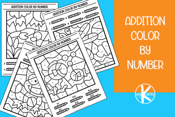 FREE Spring Color by Number and Addition Worksheet for Kindergarten