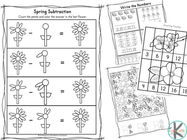 🌺 Flower Counting Math Worksheets for Kindergarten