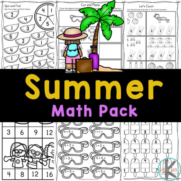🌞 FREE Printable Summer Math Worksheets for Kindergarten