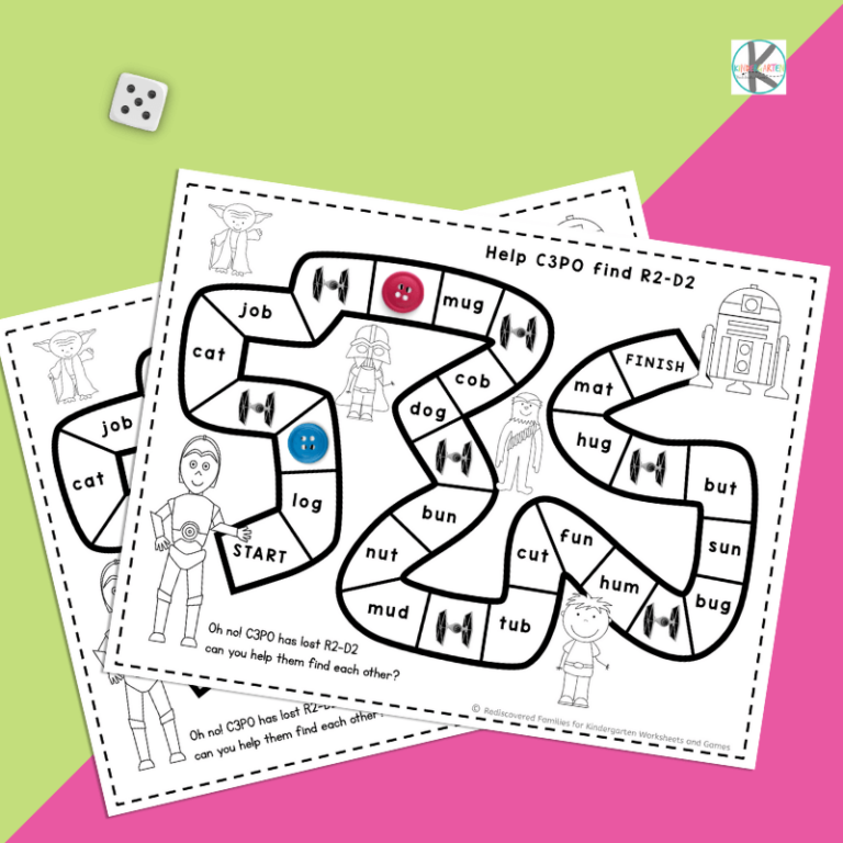 FREE Star Wars Printable CVC Word Game For Kindergarten