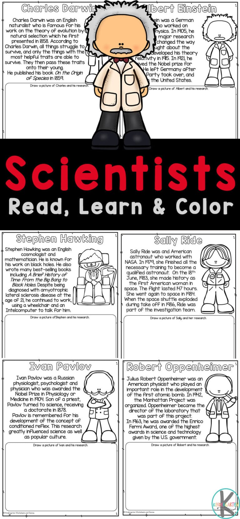 🔬 FREE Printable Famous Scientist Coloring Pages for Kids