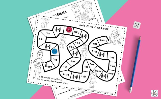 FREE Star Wars Printable CVC Word Game For Kindergarten