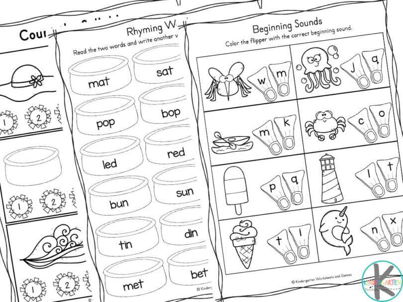 😎 FREE Printable Kindergarten Summer Literacy Worksheets
