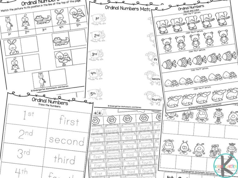 FREE Printable Ordinal Number Worksheets for Kindergarten
