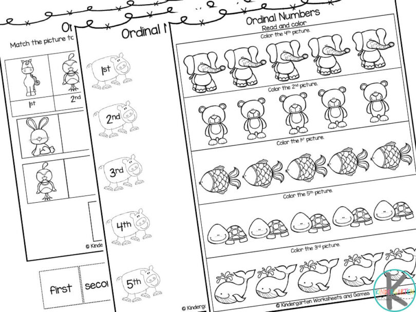 FREE Printable Ordinal Number Worksheets for Kindergarten