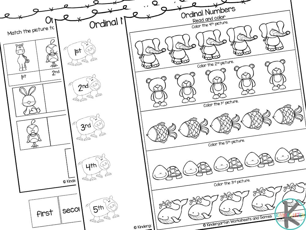 FREE Printable Ordinal Number Worksheets for Kindergarten