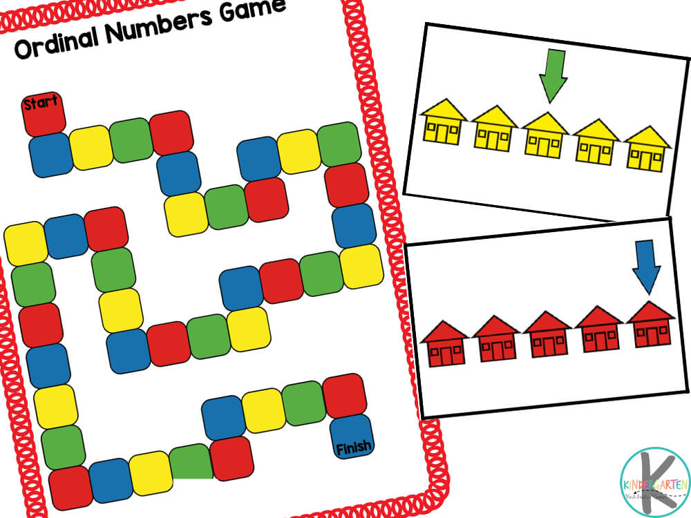 FREE Printable Ordinal Numbers Kindergarten Math Game