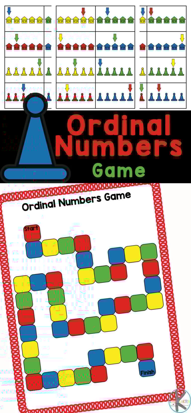 FREE Printable Ordinal Numbers Kindergarten Math Game