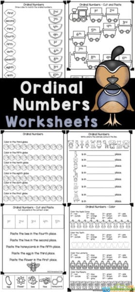 FREE Printable Ordinal Number Worksheets for Kindergarten