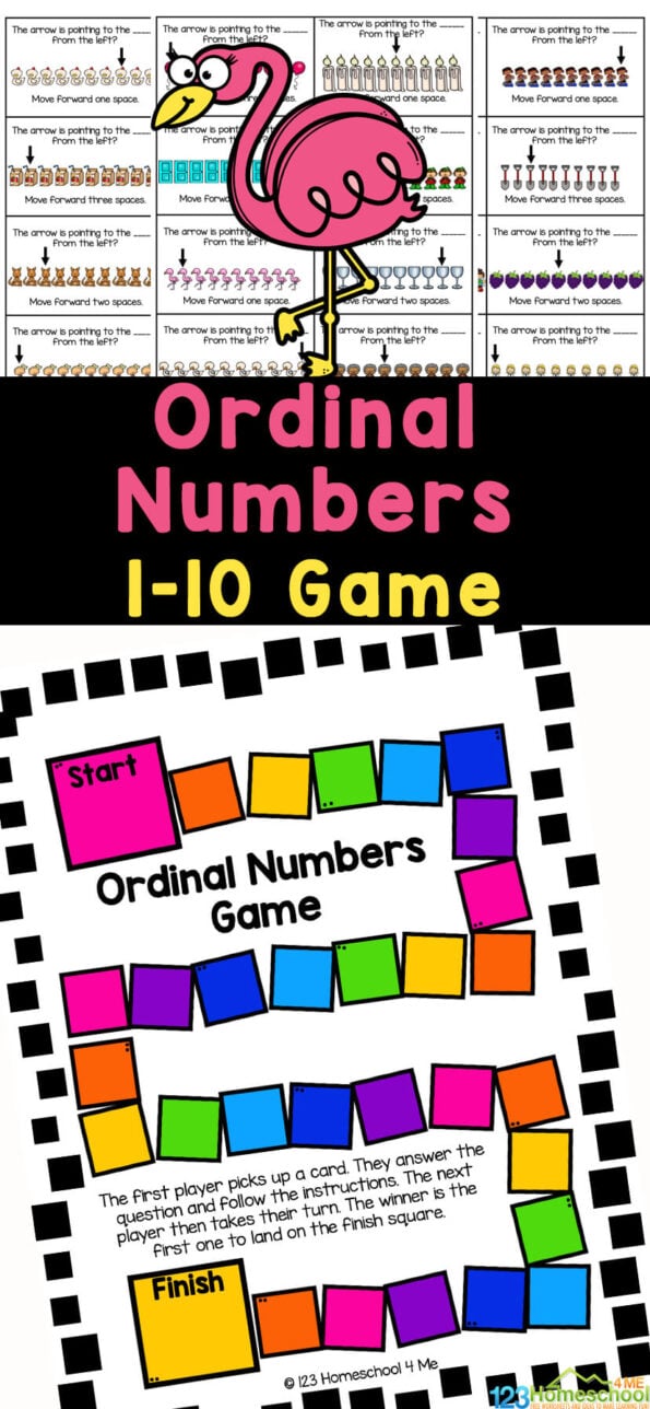 FREE Printable Ordinal Numbers Kindergarten Math Game