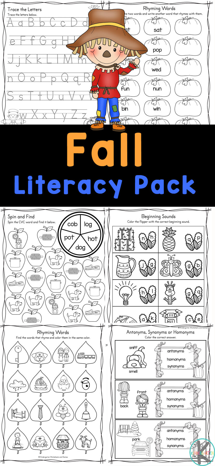 Autumn 1st Grade No Prep Literacy Worksheets Literacy