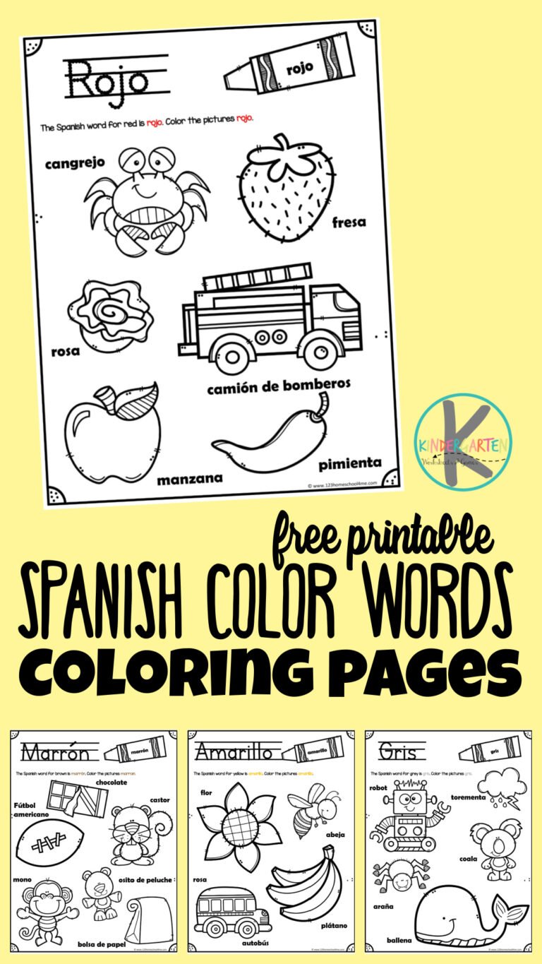 FREE Printable Spanish Colors Worksheet for kindergarten