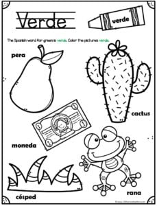 FREE Printable Spanish Colors Worksheet for kindergarten
