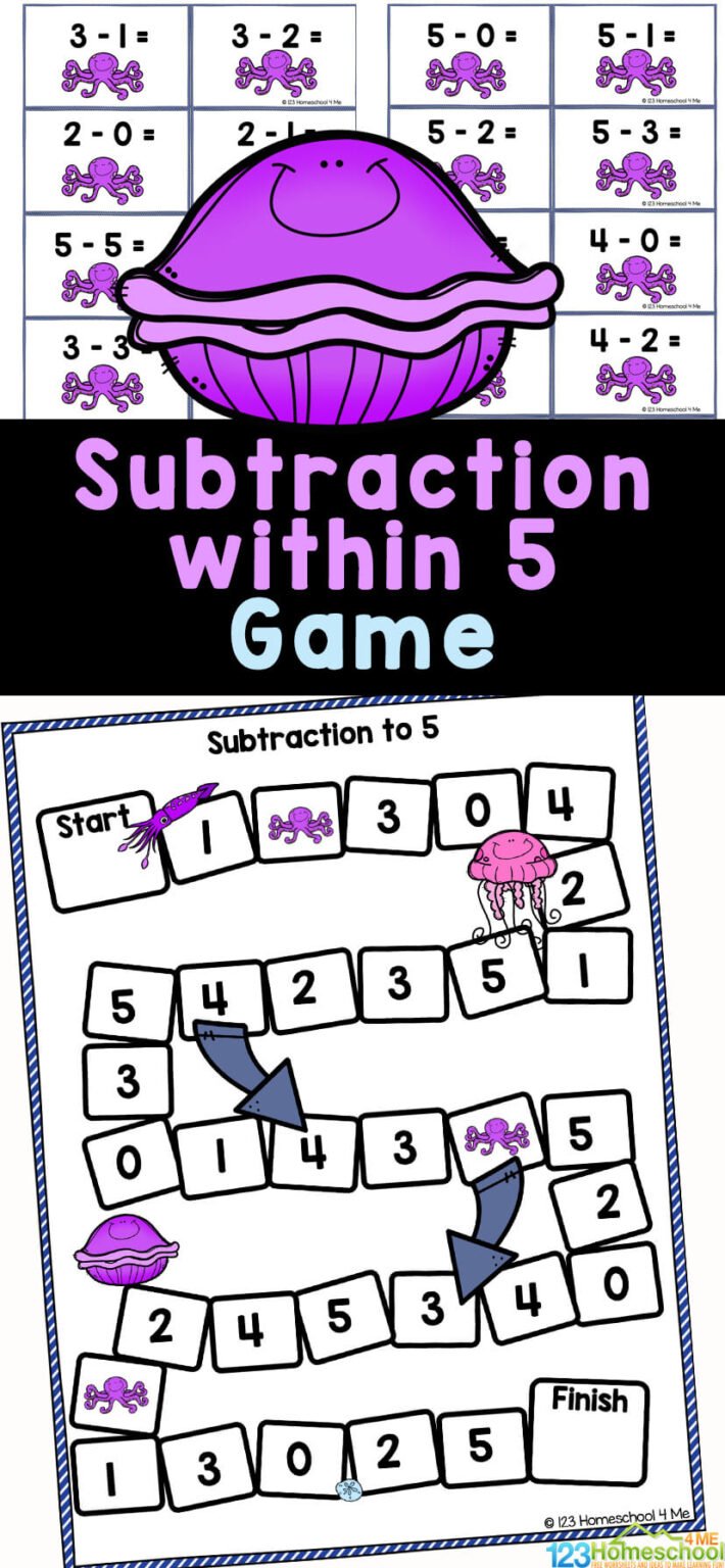 FREE Printable Subtraction Games for Kindergarten