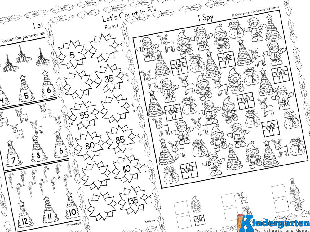 🎄 FREE Christmas Math Worksheets for Kindergarten