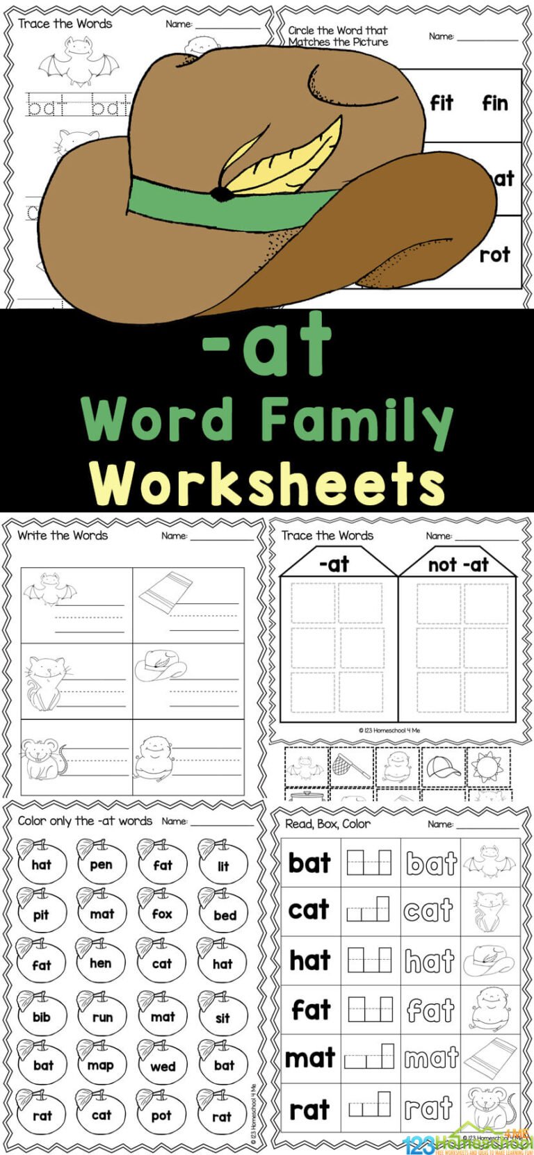 FREE -et Word Family Worksheets for Kindergarten