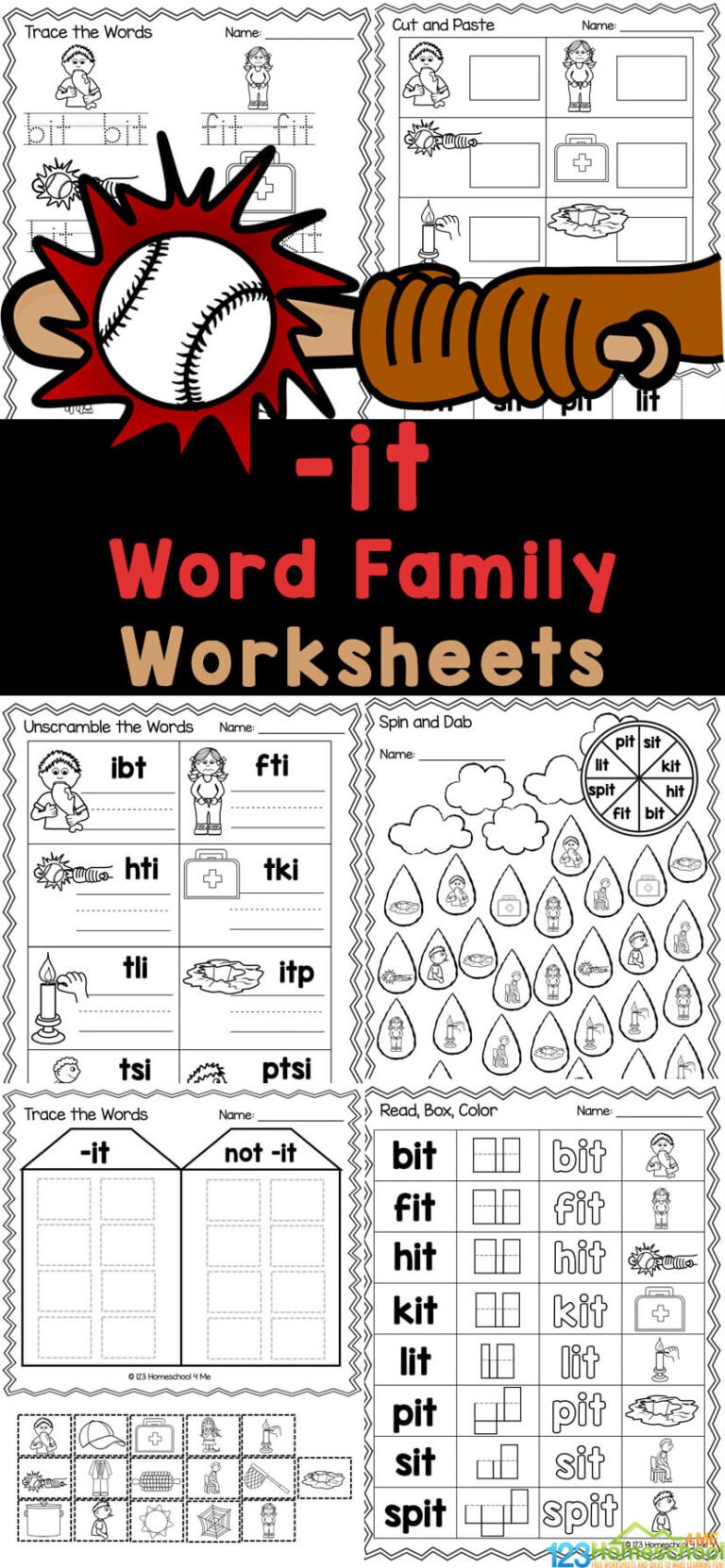 FREE -in Word Family Worksheets for Kindergarten