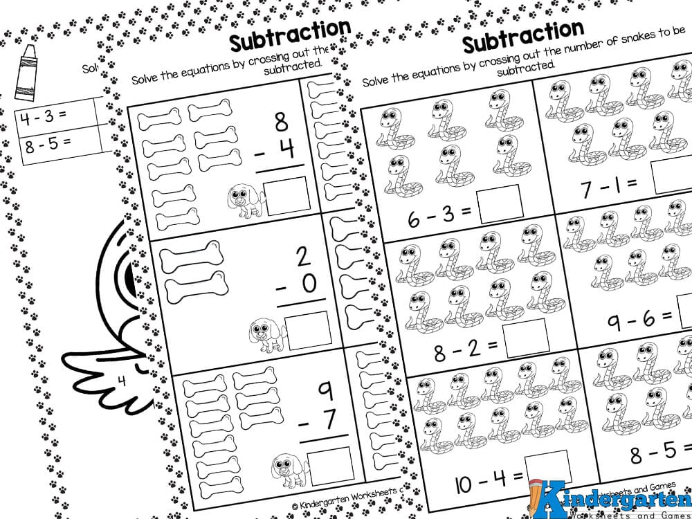 FREE Subtraction Worksheets with Pictures for Kindergarten pdf