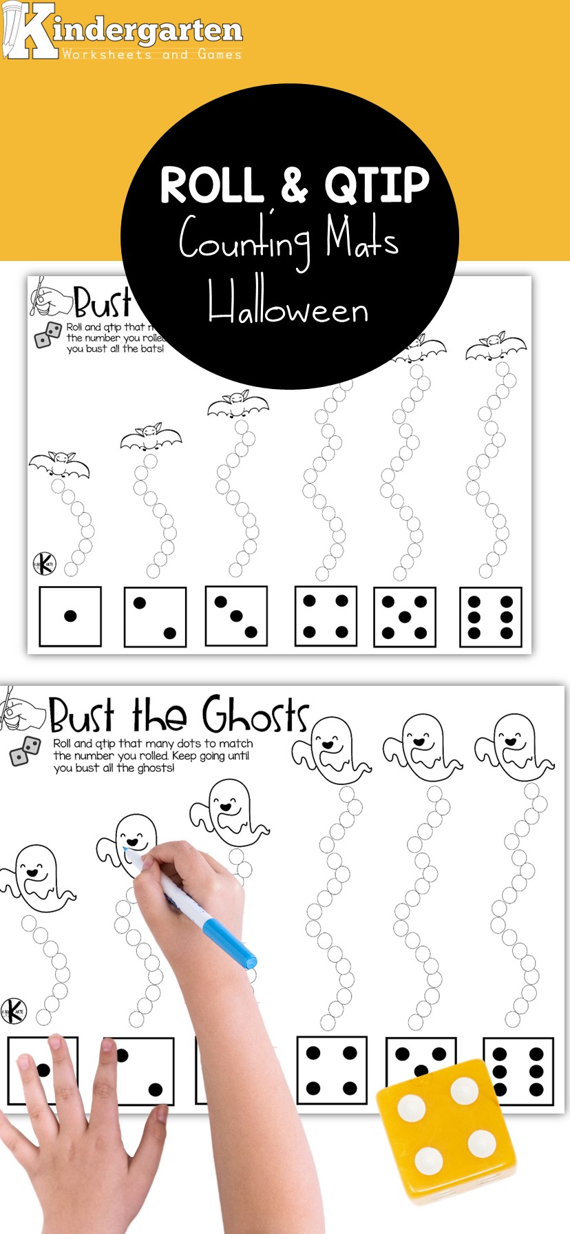 👻 FREE Printable Halloween Counting Activity with Qtips