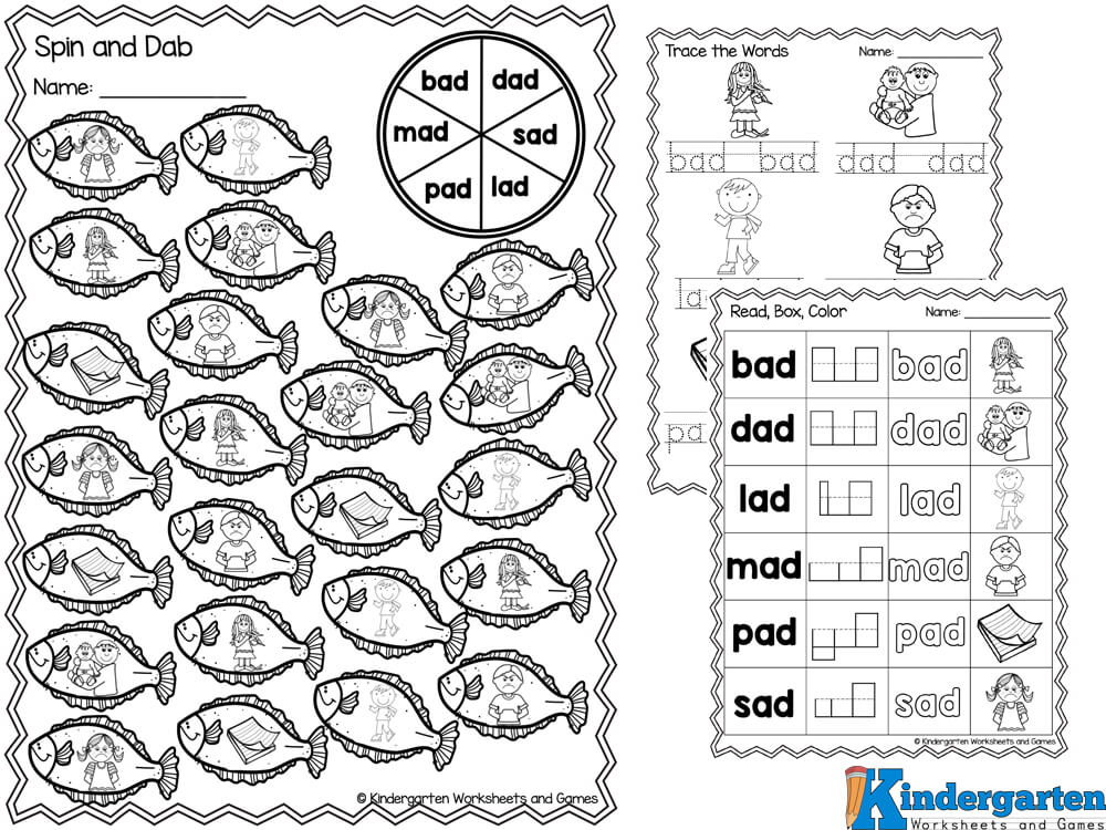 FREE Printable -ad Word Family Worksheets