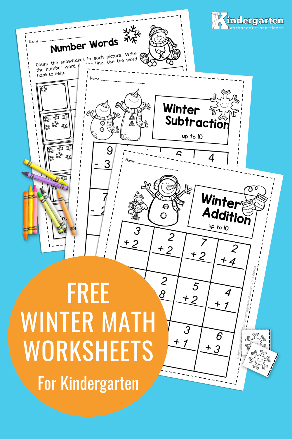 FREE Winter Snowman Math Worksheets for Kindergarten