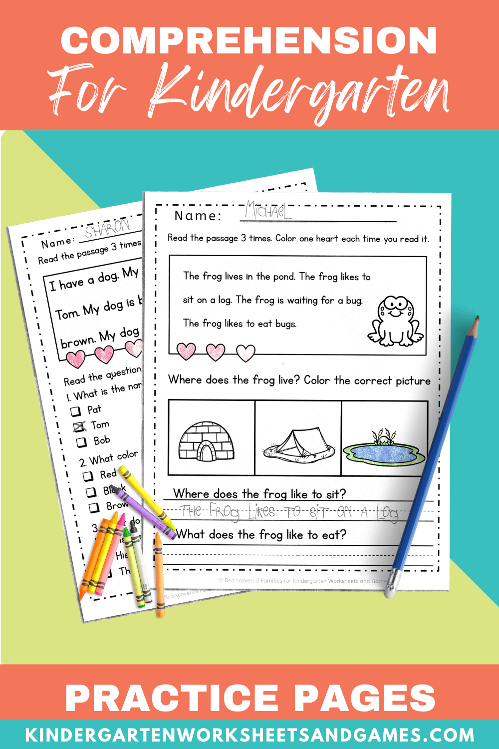 FREE Printable Kindergarten Reading Comprehension Worksheets