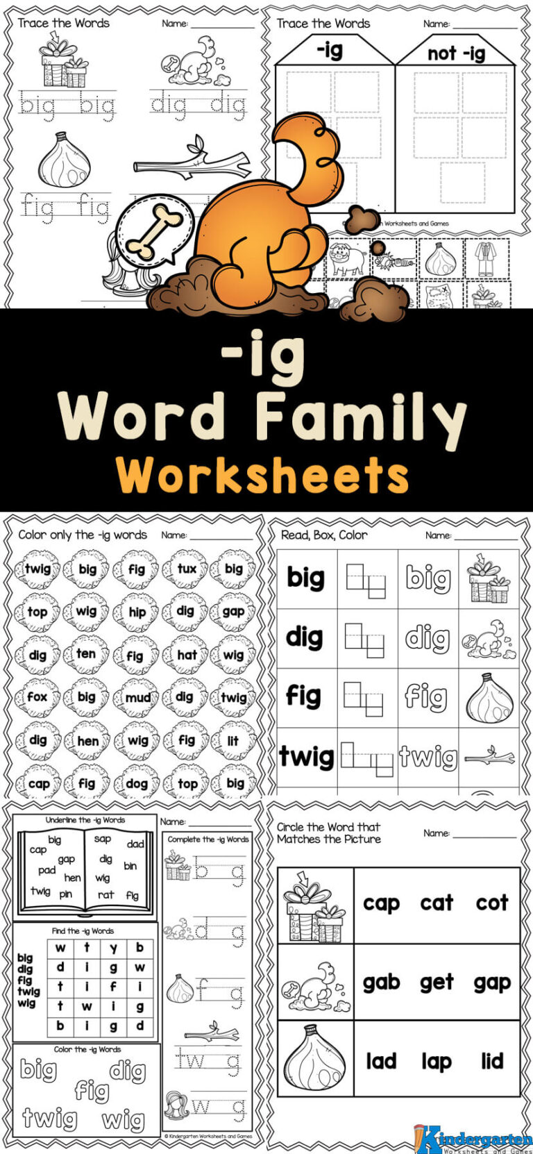 FREE ip Word Family Worksheets For Kindergarten