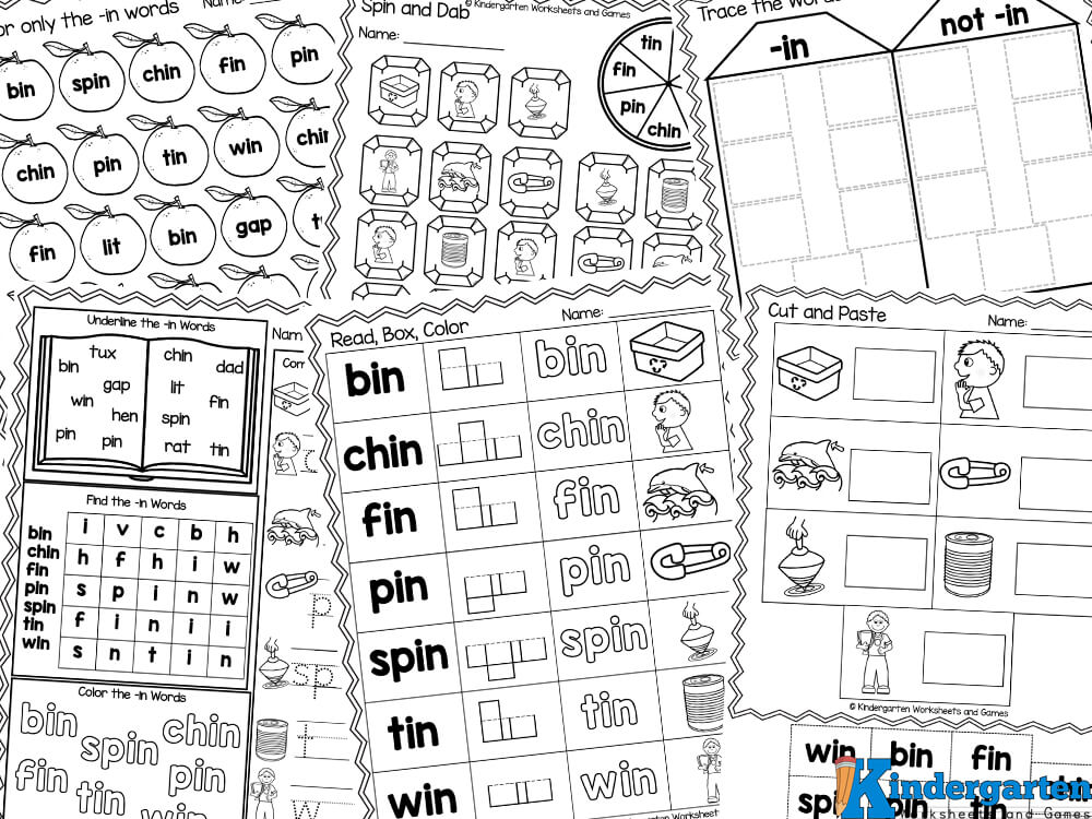 FREE -in Word Family Worksheets for Kindergarten