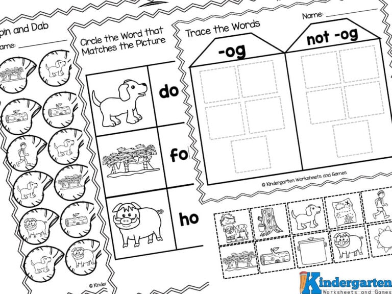 FREE -og Word Family Worksheets for Kindergarten