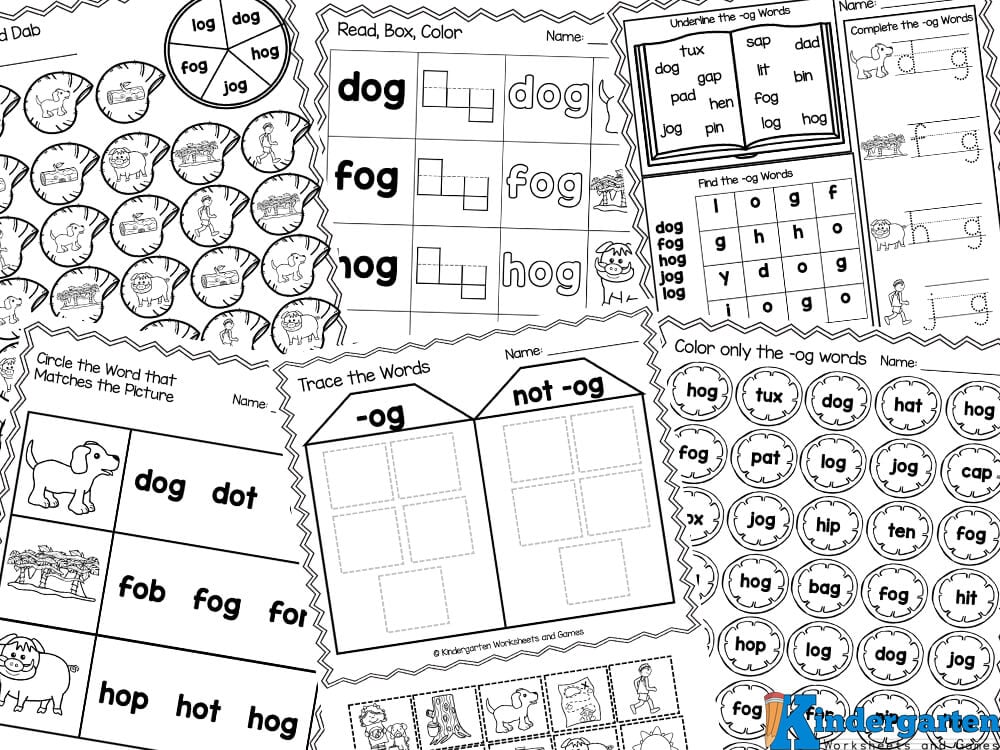 FREE -og Word Family Worksheets for Kindergarten