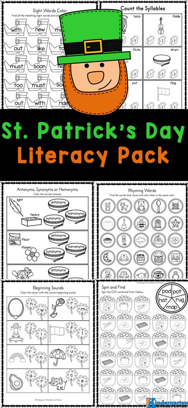 🍀 FREE Printable St Patrick's Day Worksheets for Kindergarten