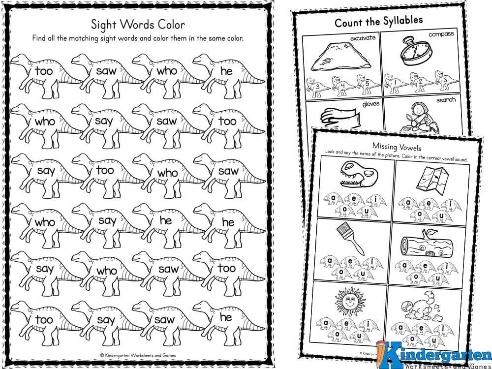 🦕 FREE Printable Dinosaur Worksheets for Kindergarten Literacy