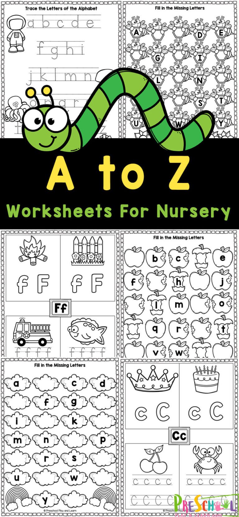FREE Printable Alphabet Coloring Pages Worksheets for Kindergarten