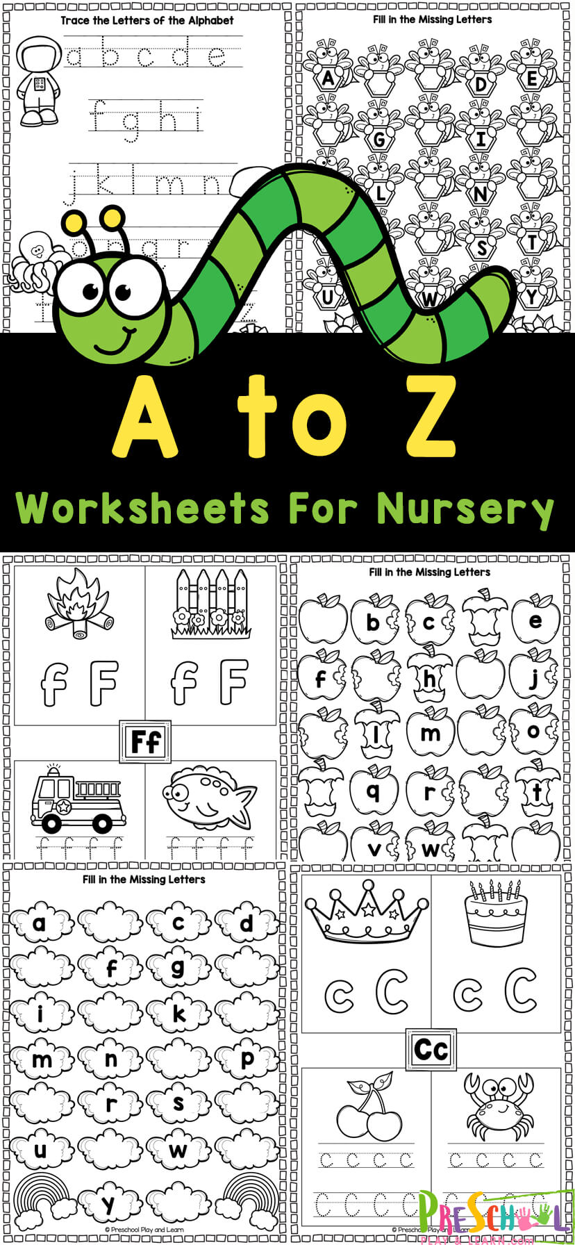 FREE Printable Fill in the Missing ABC Letters Alphabet Worksheets