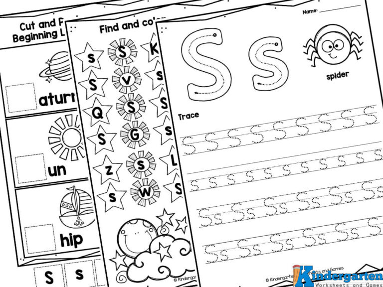 FREE Printable Letter S Worksheets for Kindergarten