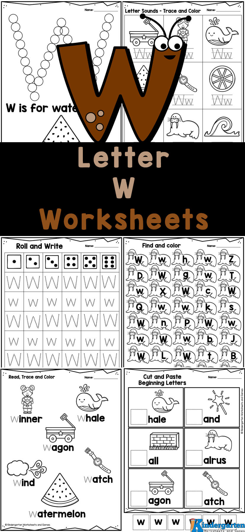 FREE Printable Letter W Worksheets for Kindergarten