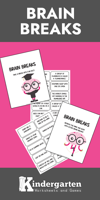 FREE Printable Brain Breaks for Kindergarteners