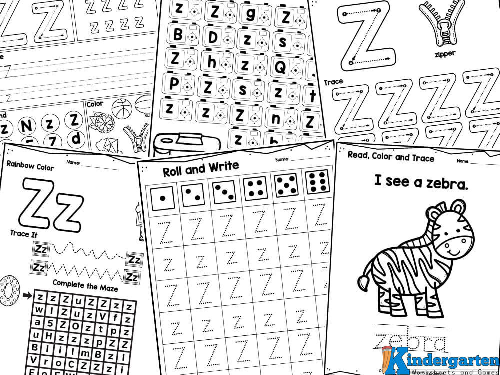 FREE Printable Letter Z Worksheets for Kindergarten