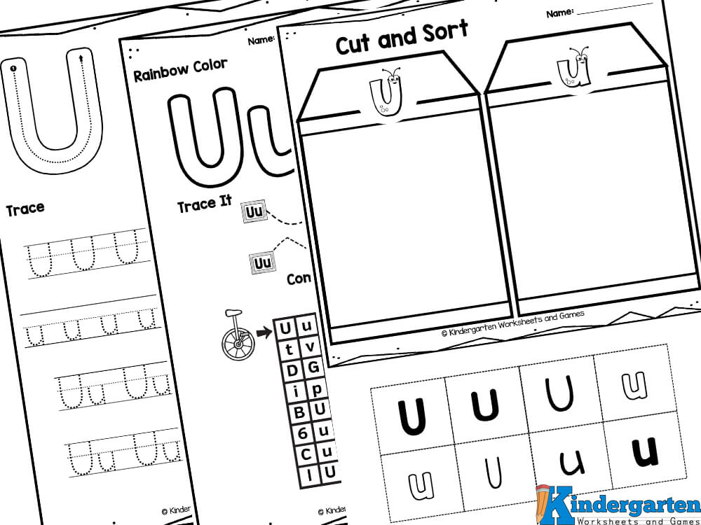 FREE Printable Letter U Worksheets for Kindergarten