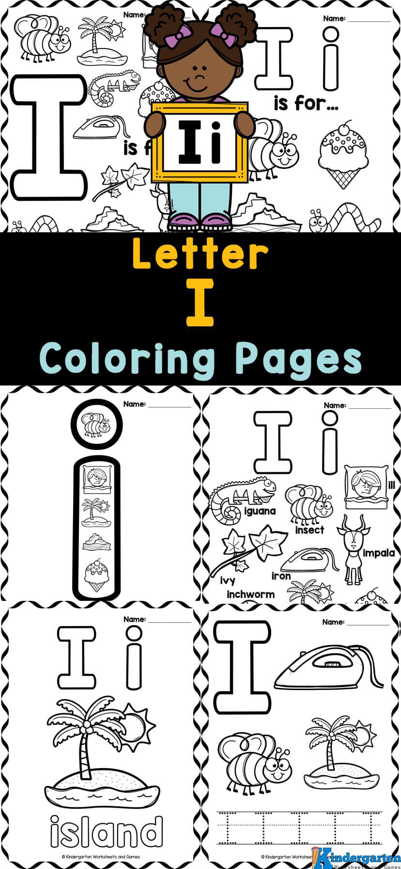 FREE Printable Letter I Coloring Sheet Pages for Kids