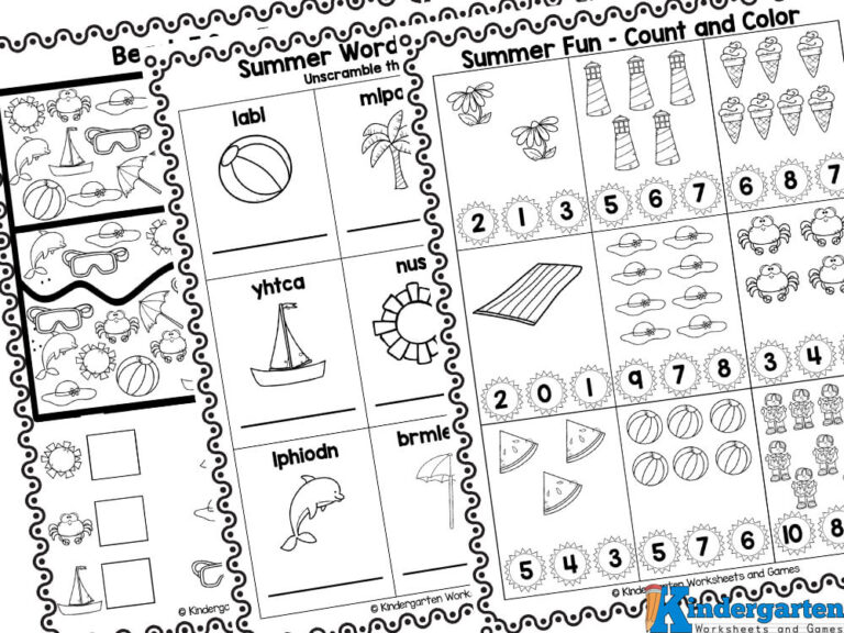 🌞 FREE Printable Summer Activity Sheets for Kindergarten